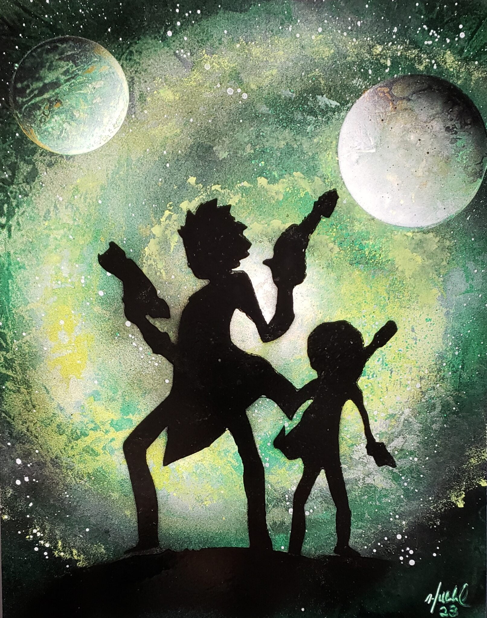 Rick and Morty Galaxy - Steel City Spray Art